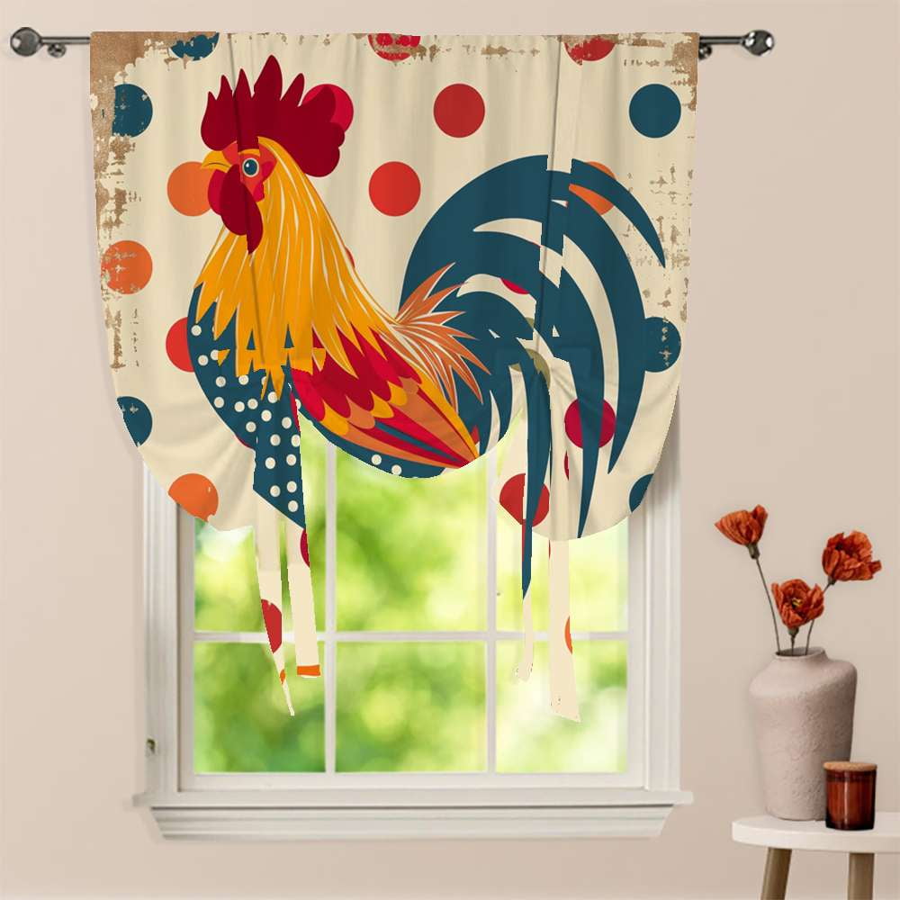 Abstract Rooster Polka Dots Window Curtain for Living Room Roman ...