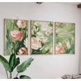 Abstract Rose Green Pink Floral Wall Art Set 3 Unframed Paper Print ...