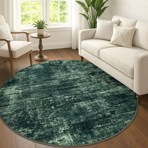 Abstract Round Area Rug 6 Ft Washable Circle Rugs Large Round Rug Non ...