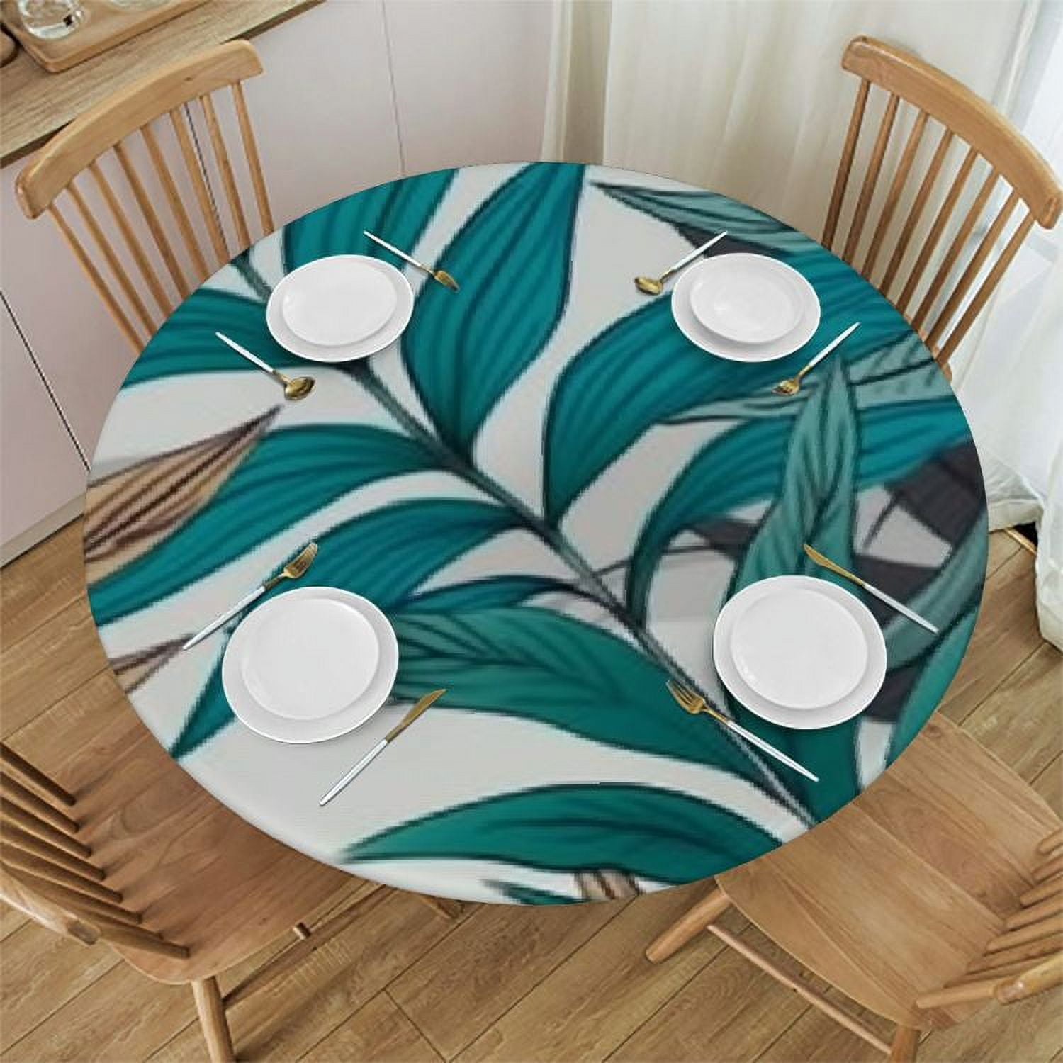Abstract Round Table Covers with Elastic Edge Waterproof Wipeable Table ...