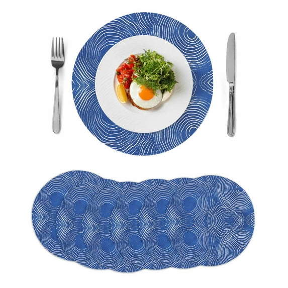 Abstract Round Table Placemats set of 6, Striped Round Hollow Circle ...