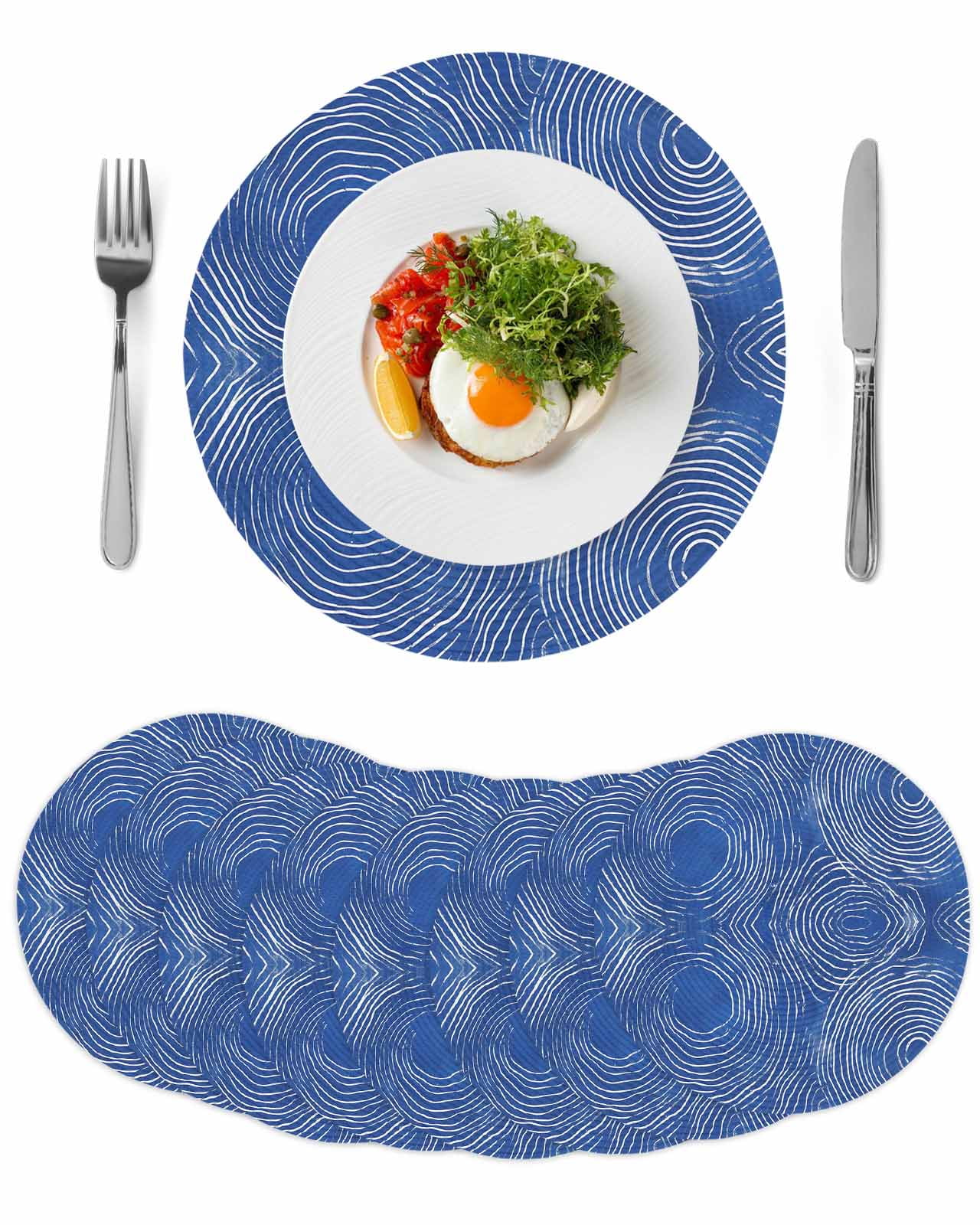 Abstract Round Table Placemats set of 8, Striped Round Hollow Circle ...