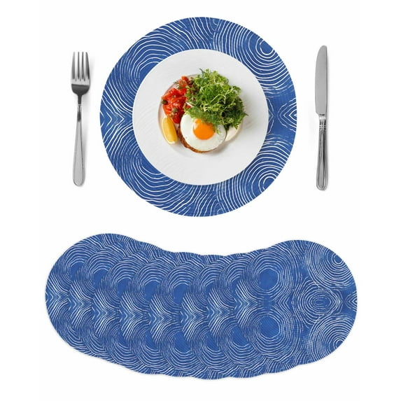 Abstract Round Table Placemats set of 8, Striped Round Hollow Circle ...