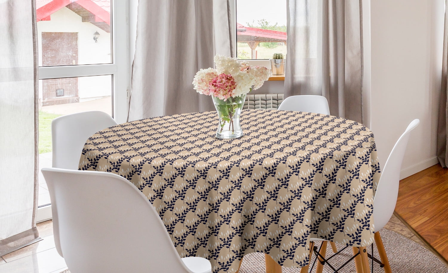 Abstract Round Tablecloth, Plantation Foliage Leaves Botanical ...
