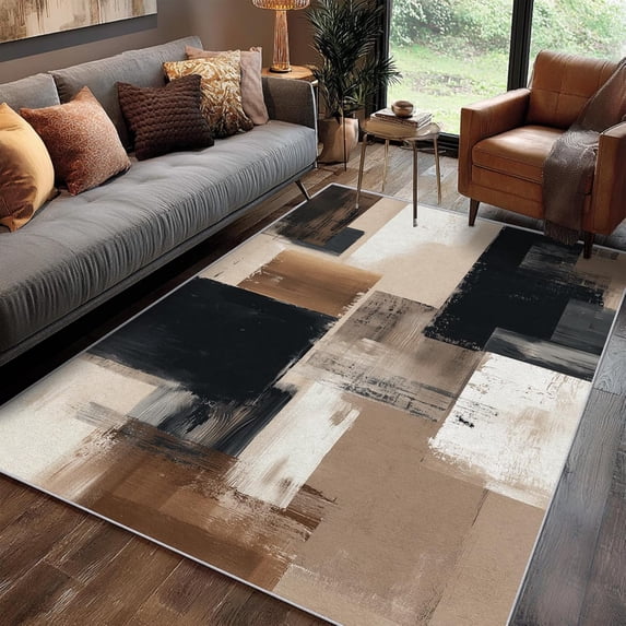 Abstract Rug Bedroom, Geometric Modern Vintage Pattern Washable Area ...