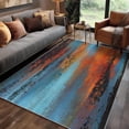 Abstract Rug Bedroom, Vintage Blue Orange Pattern Washable Area Rugs ...