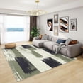 Abstract Rugs for Living Room, Washable Non Slip Green Color Block Area ...