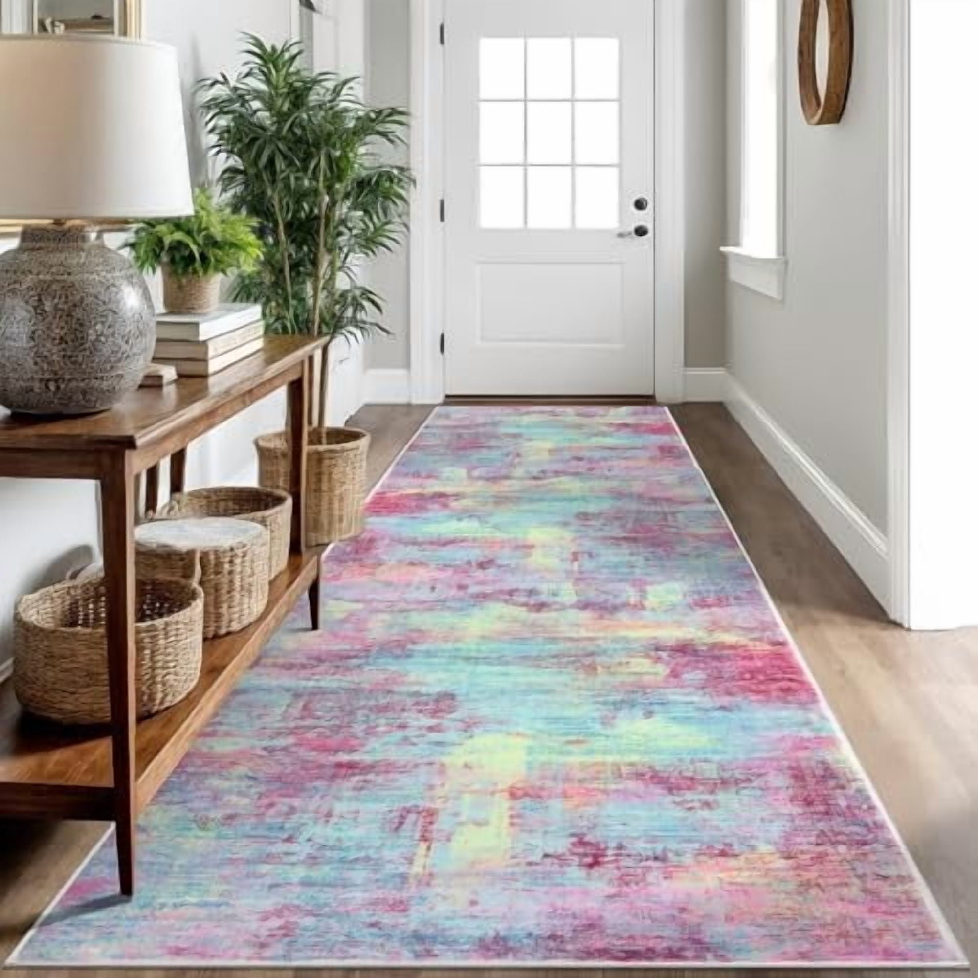 Abstract Runner Rug 3x10 Ft Washable Runners for Hallways, Non Slip ...