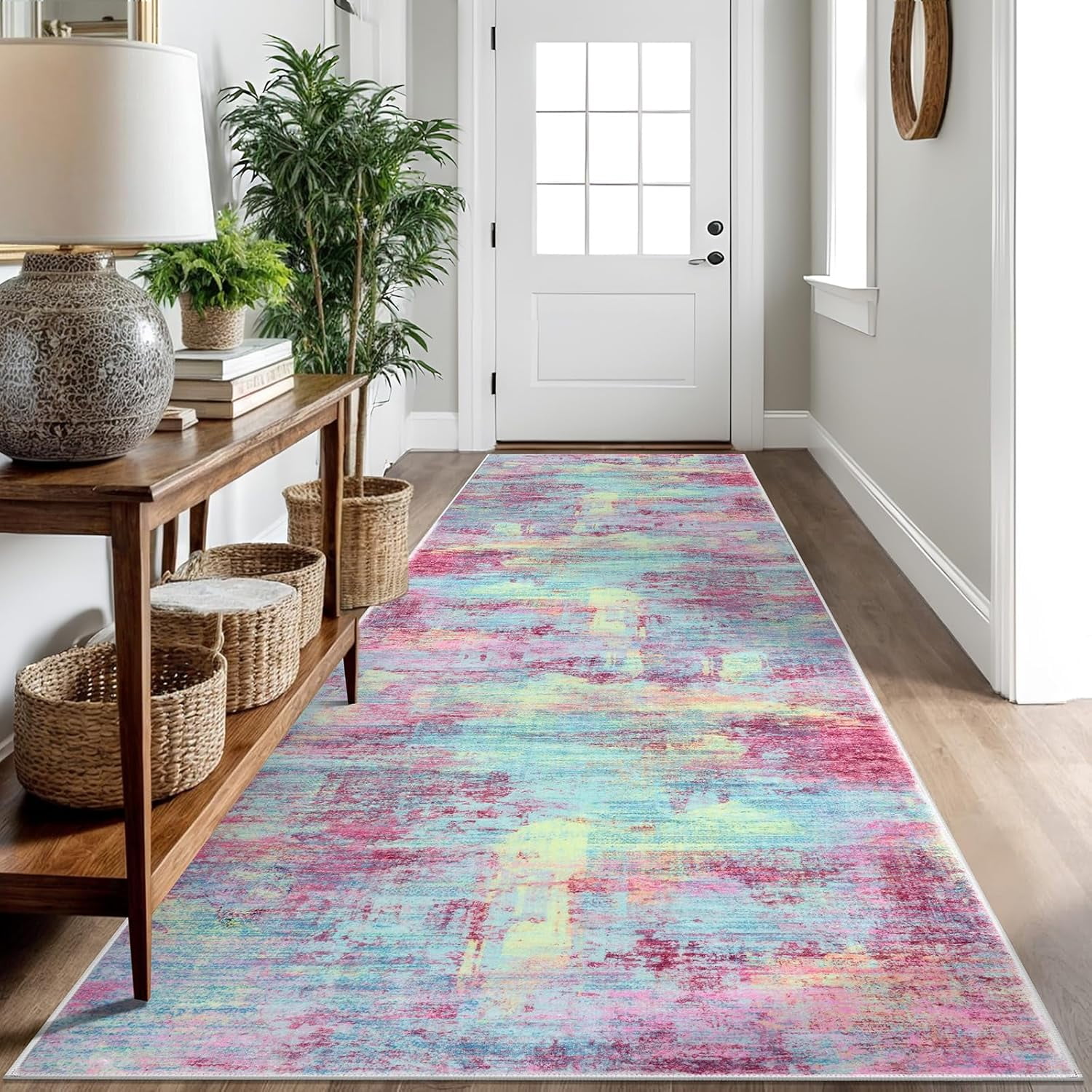 Abstract Runner Rug 3x10 Ft Washable Runners for Hallways, Non Slip ...