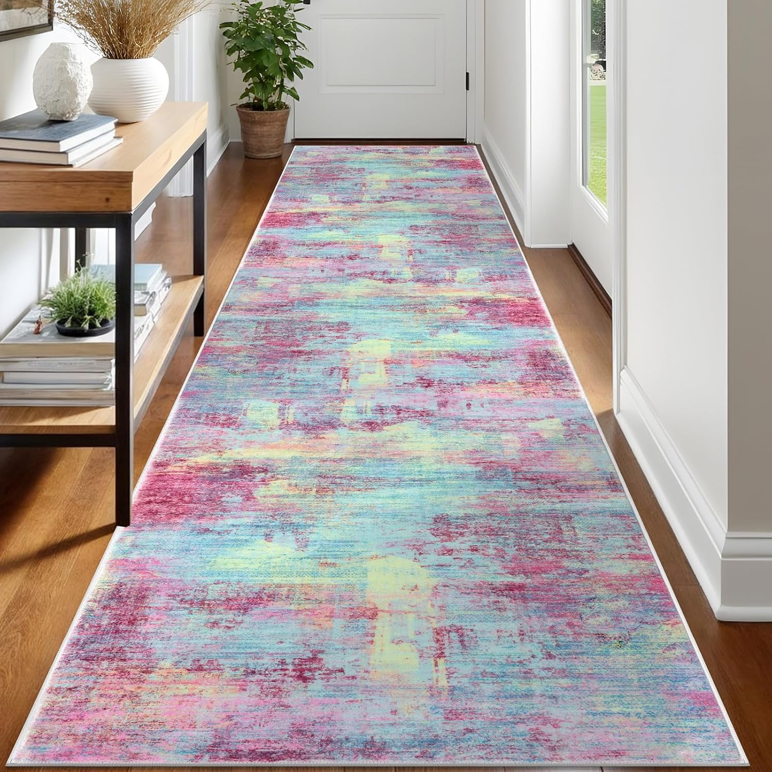 Abstract Runner Rug 3x12 Ft Washable Runners for Hallways, Non Slip ...