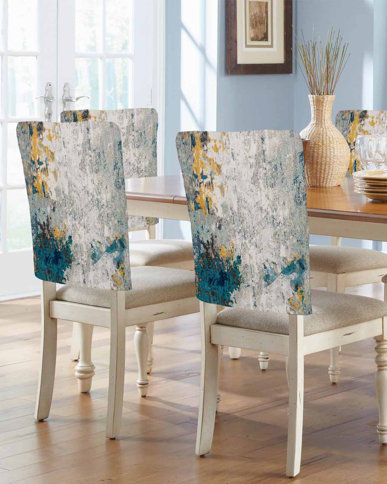 Abstract Rustic Chair Covers for Dining Room Set of 6, Dining Chair ...