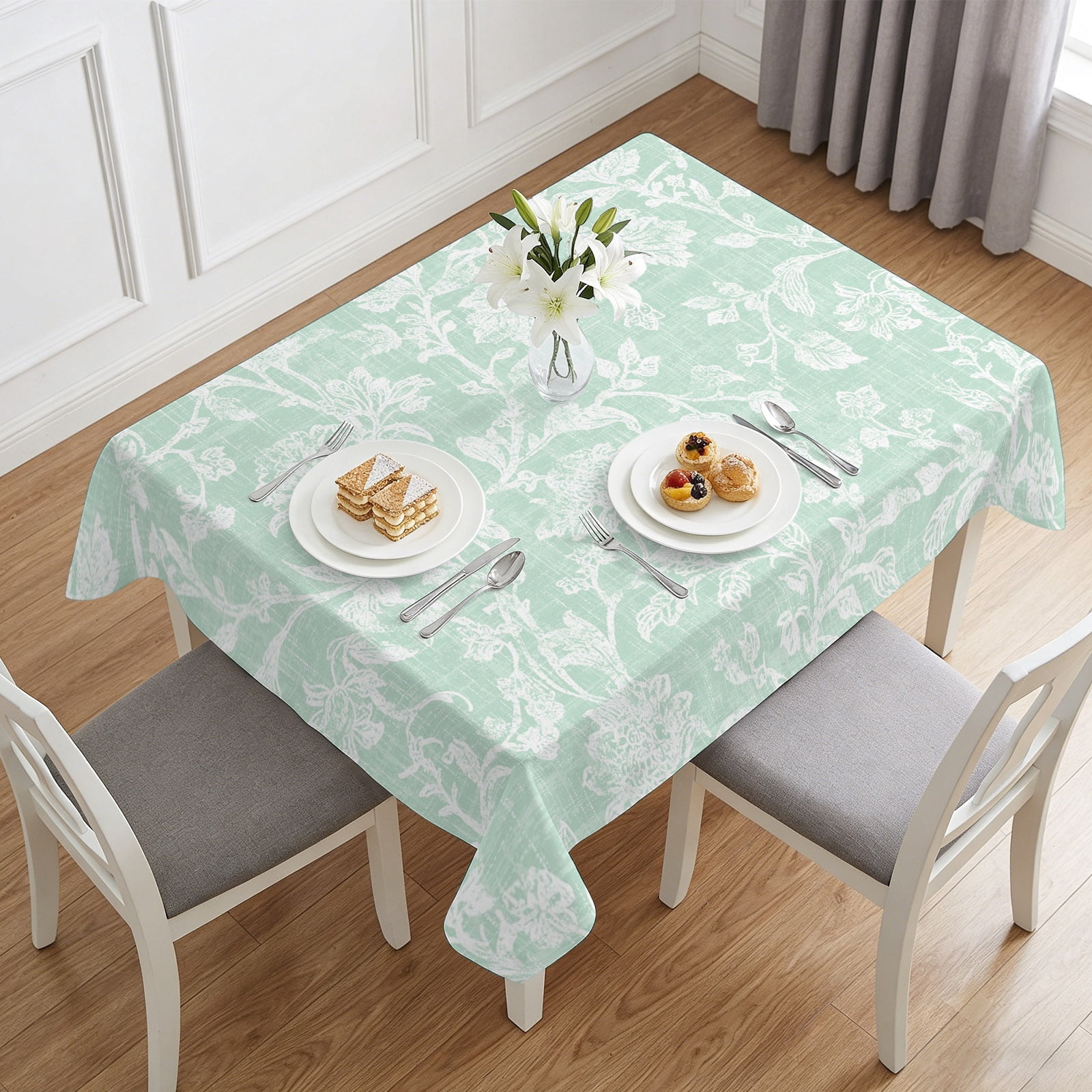 Abstract Rustic Flower Leaves Texture Table Cloth 60x84in, Waterproof ...