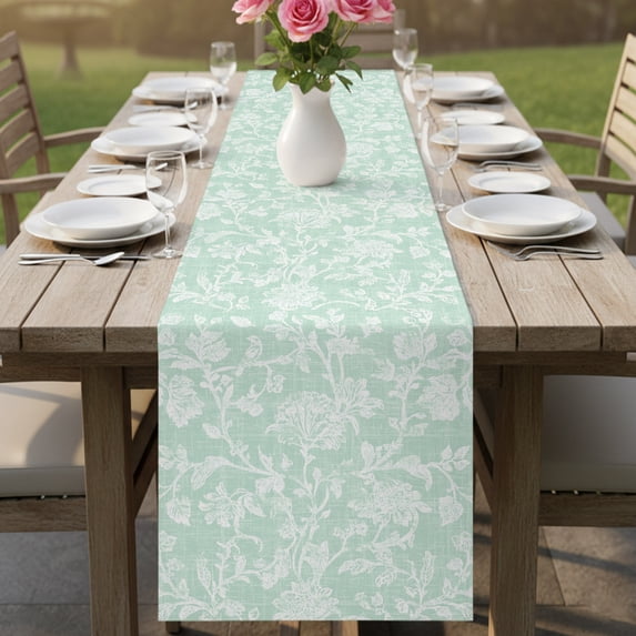Abstract Rustic Flower Leaves Texture Table Runner 13x36in Non-Slip ...