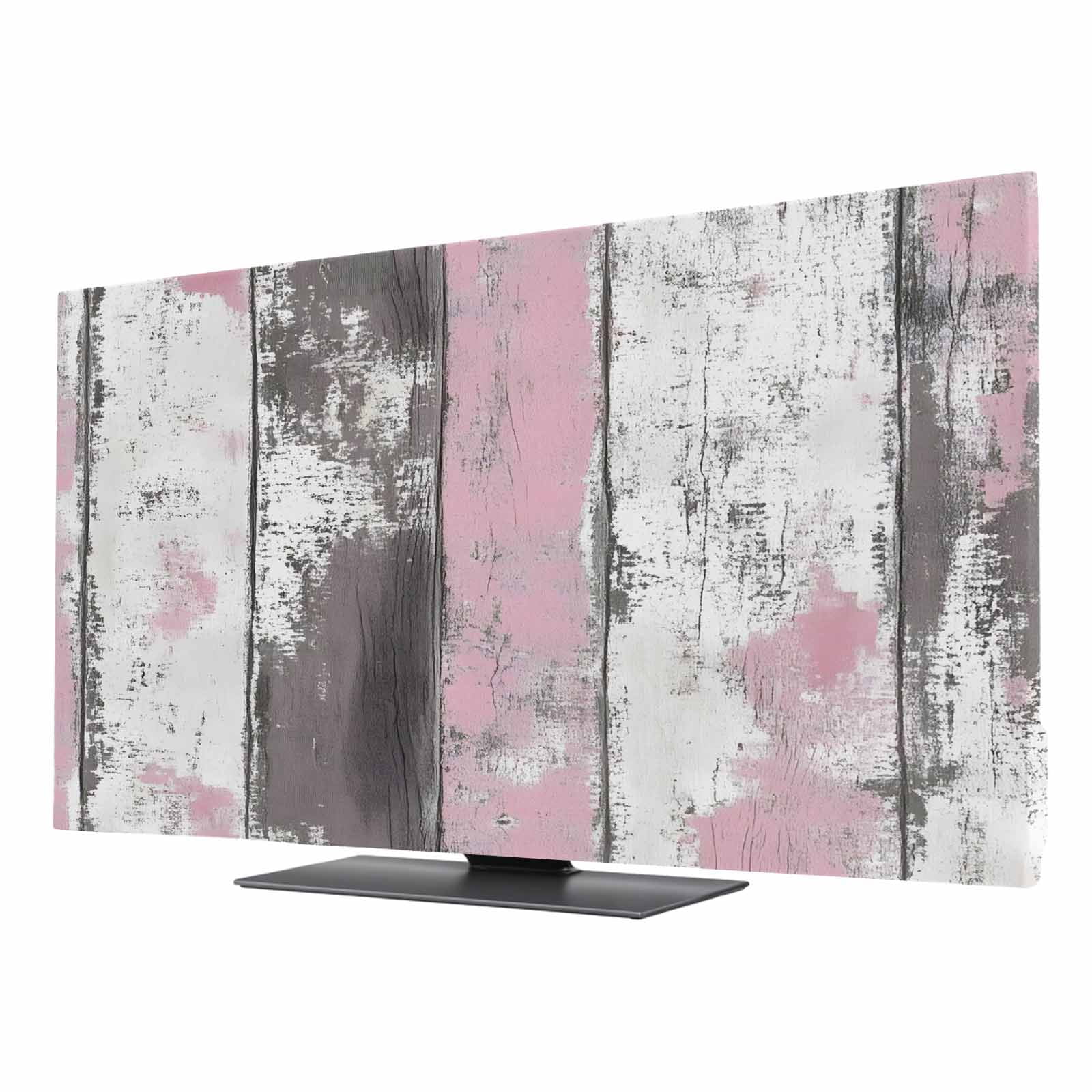Abstract Rustic Wooden TV Dust Cover 24 Inch, Ombre Pink Gray White ...