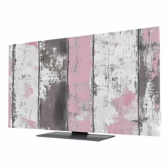 Abstract Rustic Wooden TV Dust Cover 24 Inch, Ombre Pink Gray White ...