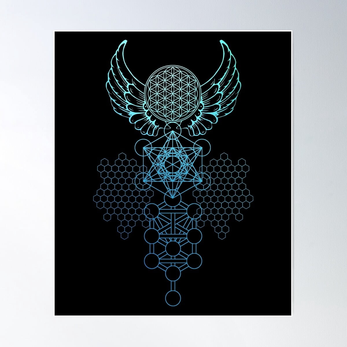 Abstract Sacred Geometry Flower Of Life Poster Wall Art Modern Wall ...
