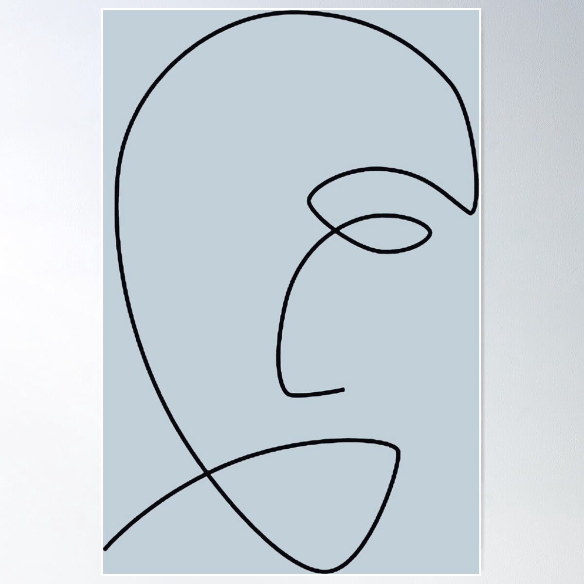 Abstract Sad Face Drawing Poster Wall Art, Modern Wall Decor For Living ...