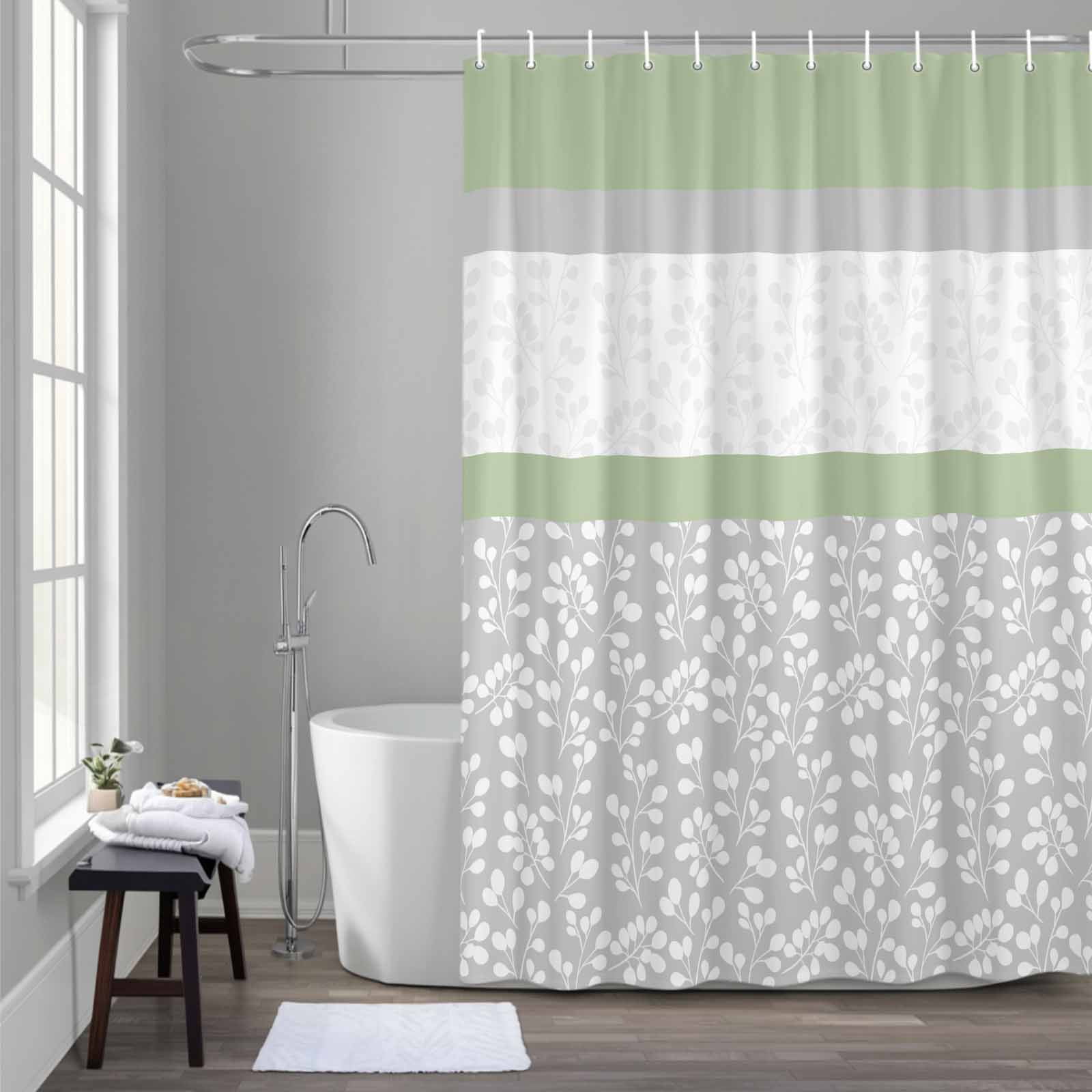 Abstract Sage 72x78 Inches Waterproof Shower Curtain, Green Grey ...