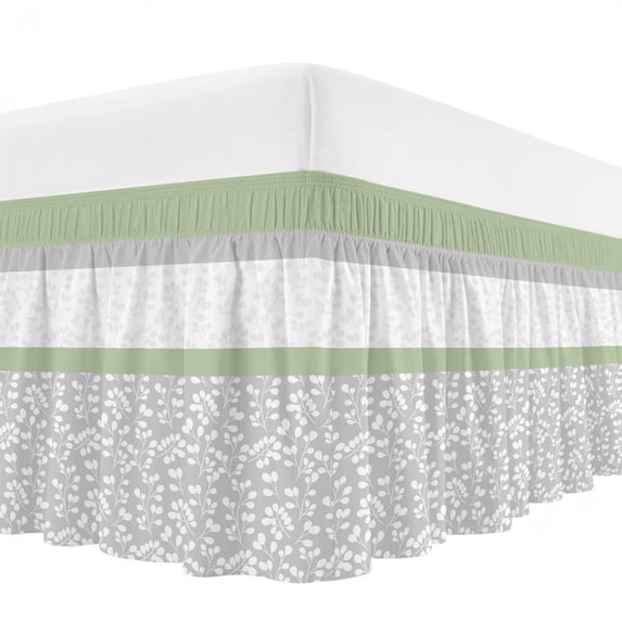 Abstract Sage Bed Skirt Bed Skirts King Size 16 Inch Drop, Green Grey ...