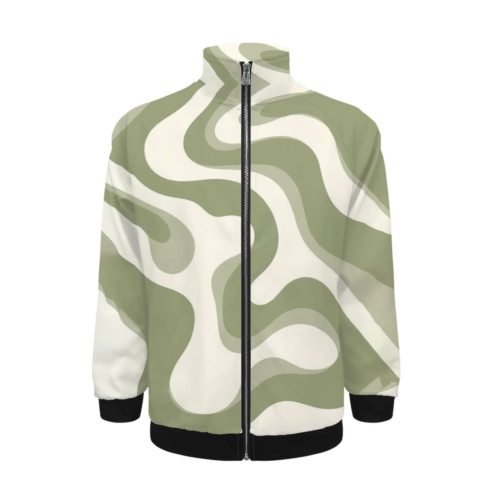 Abstract Sage Green Artwork Jacket Men's Street Cool Long Sleeves Coat ...