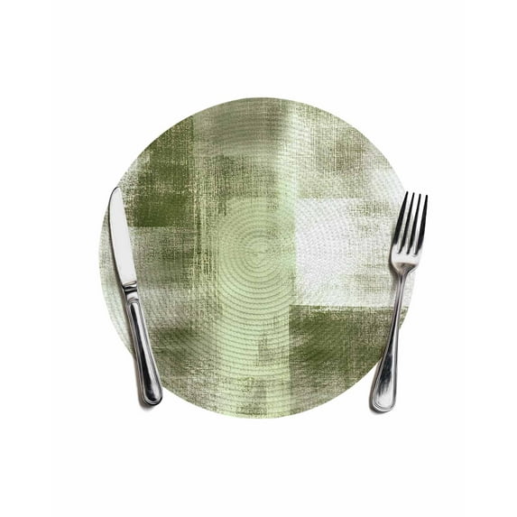 Abstract Sage Green Checkered Round Table Placemats 1 pc, Modern ...