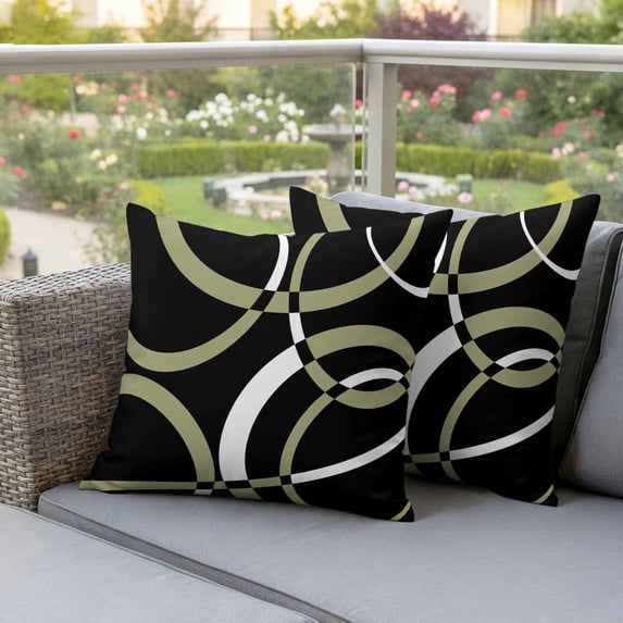 Abstract Sage Green Circle Waterproof Throw Pillow Covers Set of 2 ...