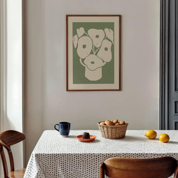 Abstract Sage Green Cream Flower Art Poster Minimalist Botanical Wall ...