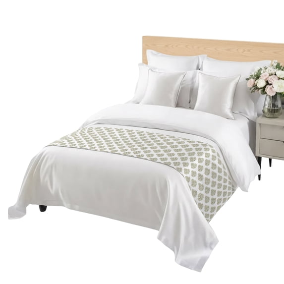 Abstract Sage Green Floral Bed Runner for Queen Size Bed, Vintage ...