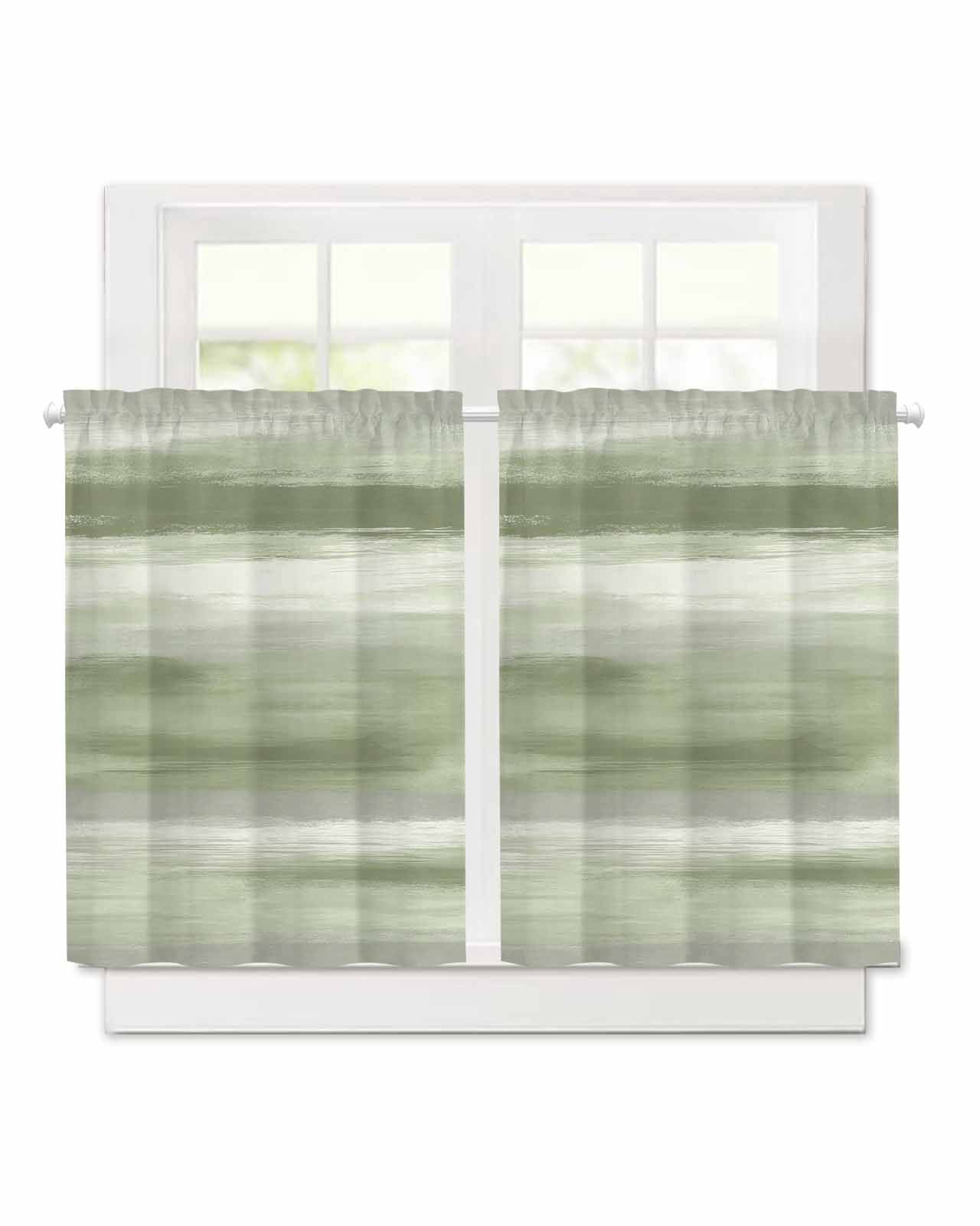 Abstract Sage Green Gradient Short Blackout Curtains 36 Inch Long,Retro ...