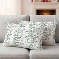 Abstract Sage Green Gray Leaves Waterproof Throw Pillow Covers Set of 2 ...