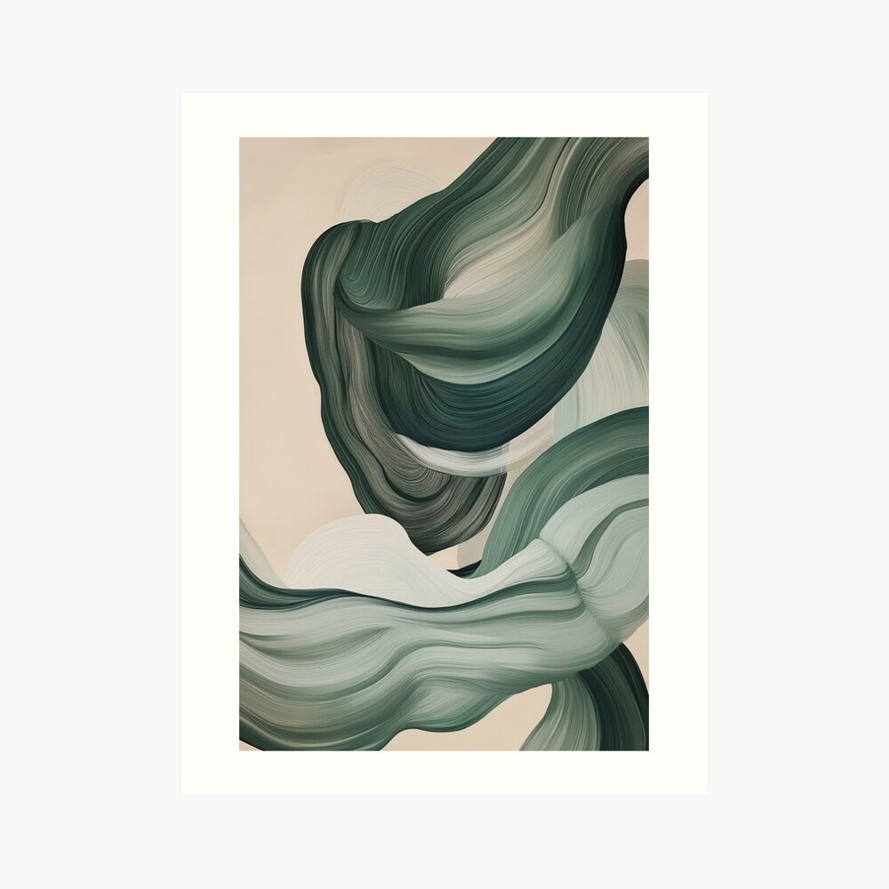 Abstract Sage Green Japandi Scandinavian Wabi Sabi Art Print - KIRA ...