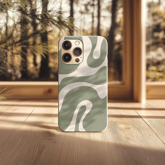 Abstract Sage Green Organic Boho Case for iPhone 11 12 13 14 15 16 17 ...