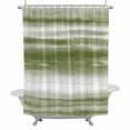 Abstract Sage Green Shower Curtain, Watercolor Stripes Waves Waterproof ...