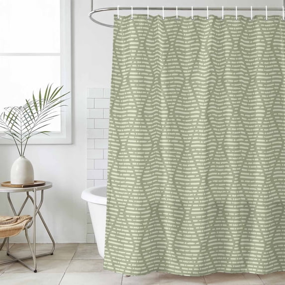 Abstract Sage Green Stripes Diamond Shower Curtain Set, Waterproof ...