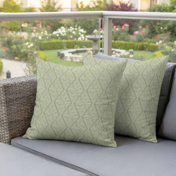Abstract Sage Green Stripes Diamond Waterproof Throw Pillow Covers Set ...