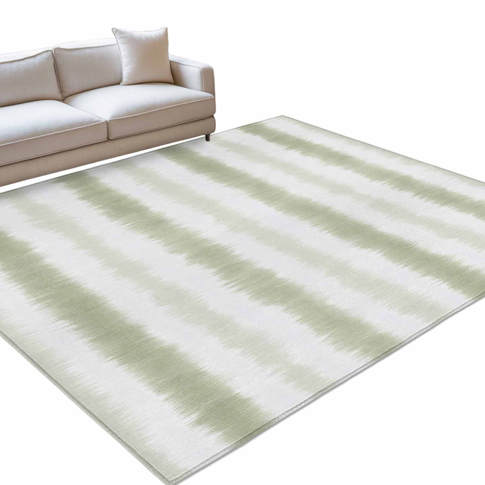 Abstract Sage Green Stripes Large Area Rugs 6x9ft Rustic Watercolor ...