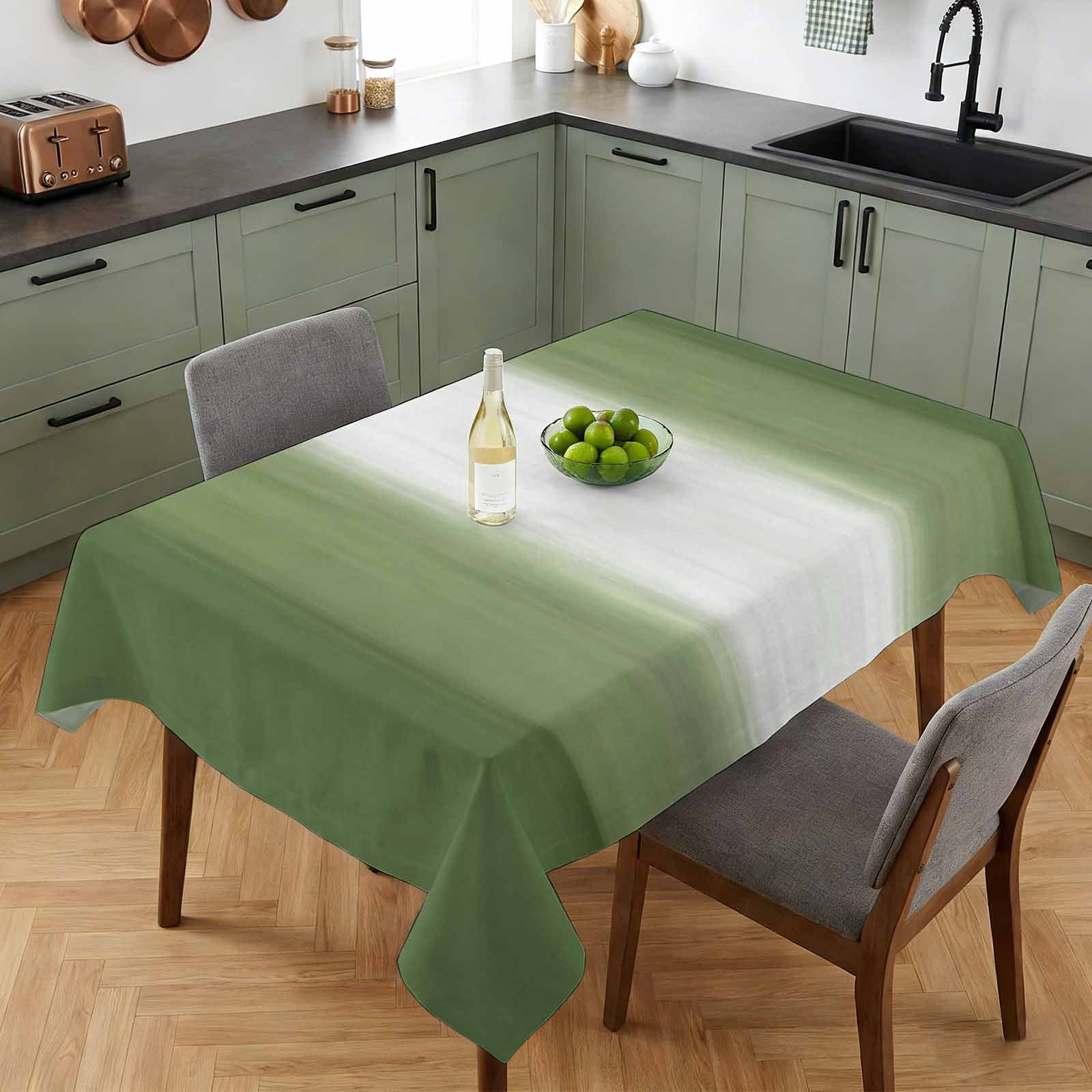 Abstract Sage Green White Stripe Table Cloth 52x70in, Waterproof ...