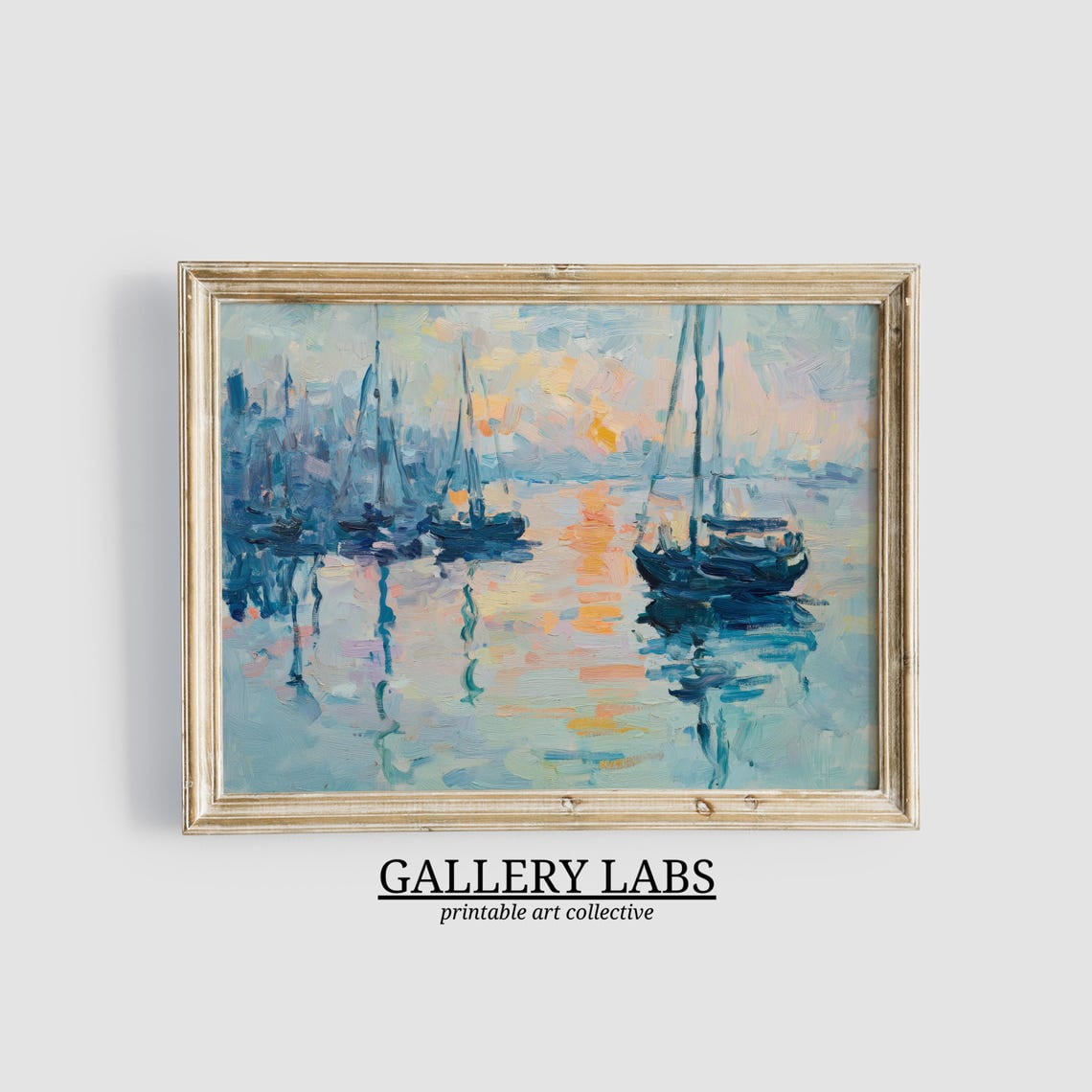 Abstract Sailboat Painting • Nautical Decor • Antique Coastal Print ...