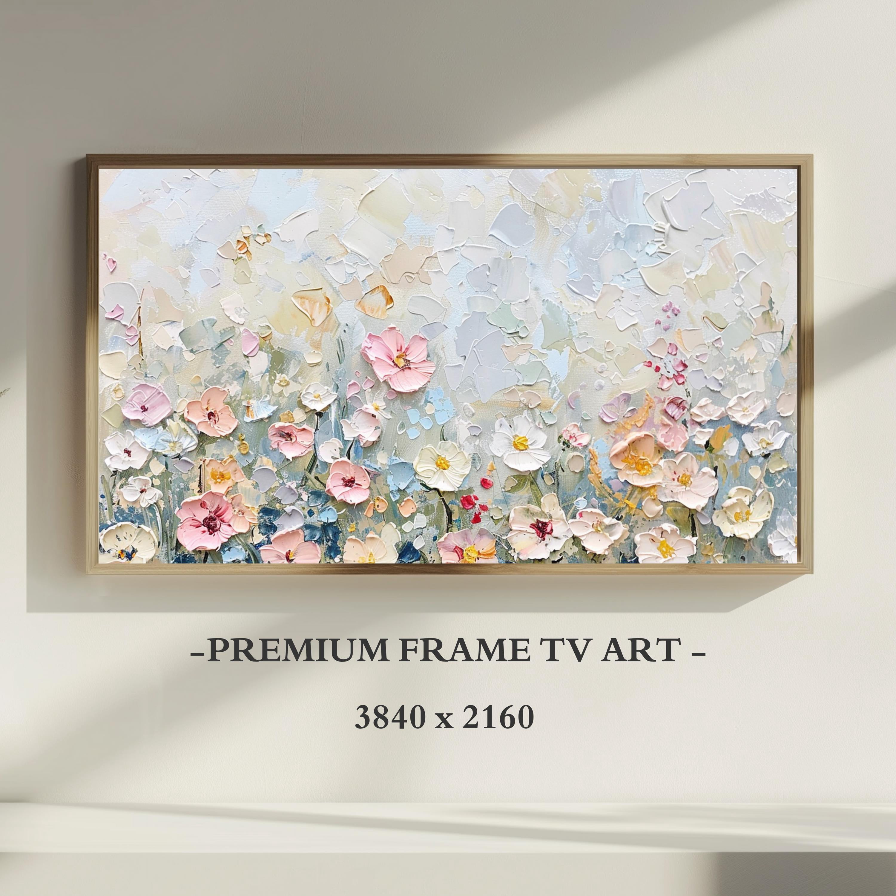 Abstract Samsung UNFRAME TV Art Spring Oil Painting Textured Spring ...