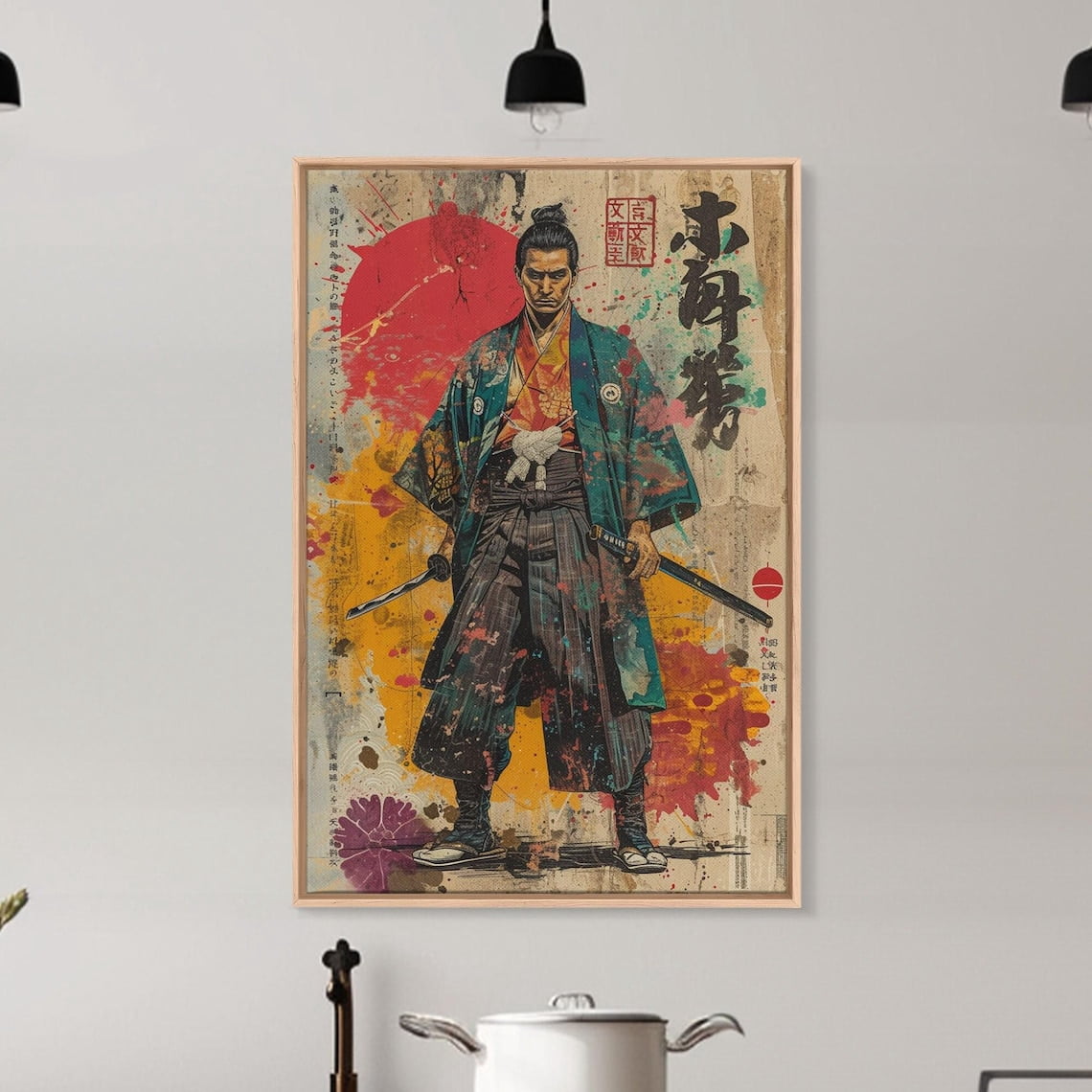 Abstract Samurai Japanese Warrior Wall Art Poster, Stretched Size 16x24 ...