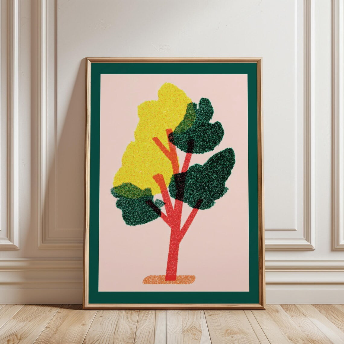 Abstract Savanna Sunset Stippled Colorful Forest Mid-Century Modern ...