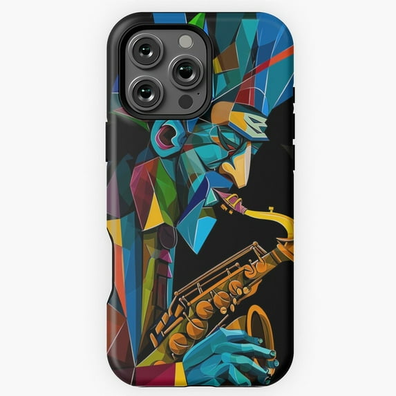 Abstract Saxophone Player Dynamic Shapes Fun iPhone Case 17 through 11 ...