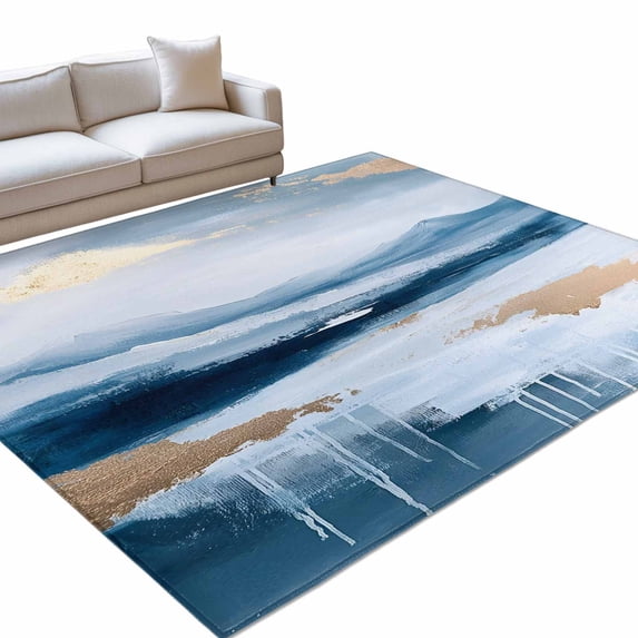 Abstract Scenery Art Area Rugs 4x6ft Mountain Lake Sky Blue Gradient ...