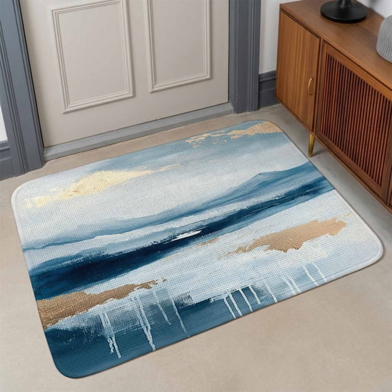 Abstract Scenery Art Front Door Mat Indoor Entrance, Mountain Lake Sky ...
