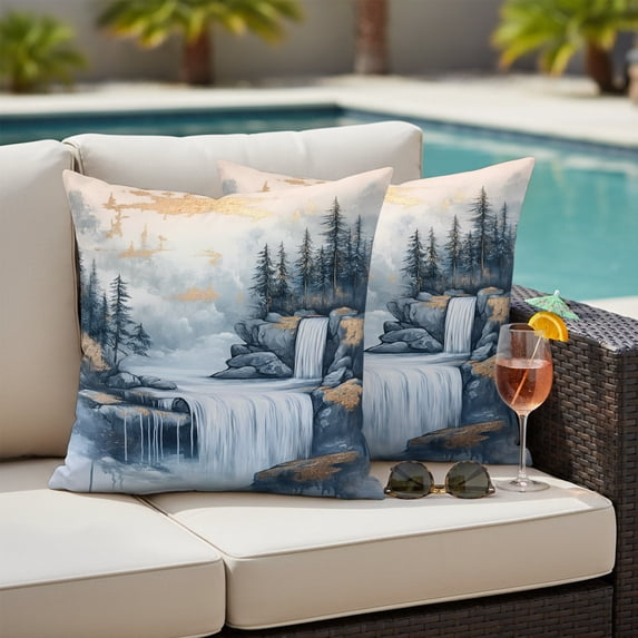 Abstract Scenery Art Outdoor Waterproof Throw Pillow Covers Set of 2 ...