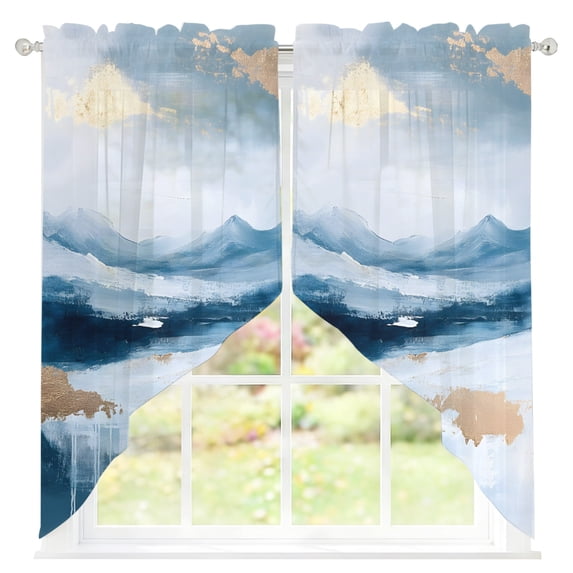 Abstract Scenery Art Sheer Curtains Swag Valances for Windows Mountain ...