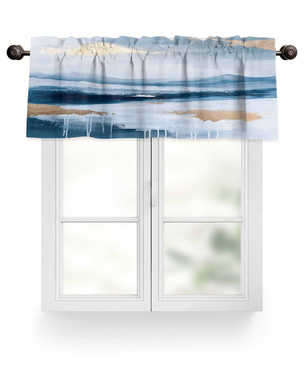 Abstract Scenery Art Valances for Windows Mountain Lake Sky Blue ...