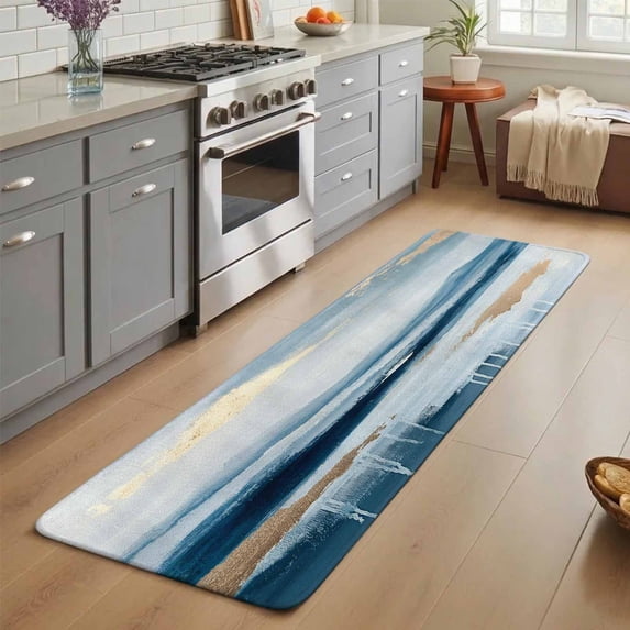 Abstract Scenery Art Washable Runner Rug 2X5 ft Mountain Lake Sky Blue ...