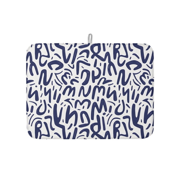 Abstract Scribbles Dish Drying Mat 18x24 inch Calligraphic Marks Modern ...