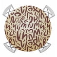 Abstract Scribbles Round Table Cover, Calligraphic Marks Modern Brown ...